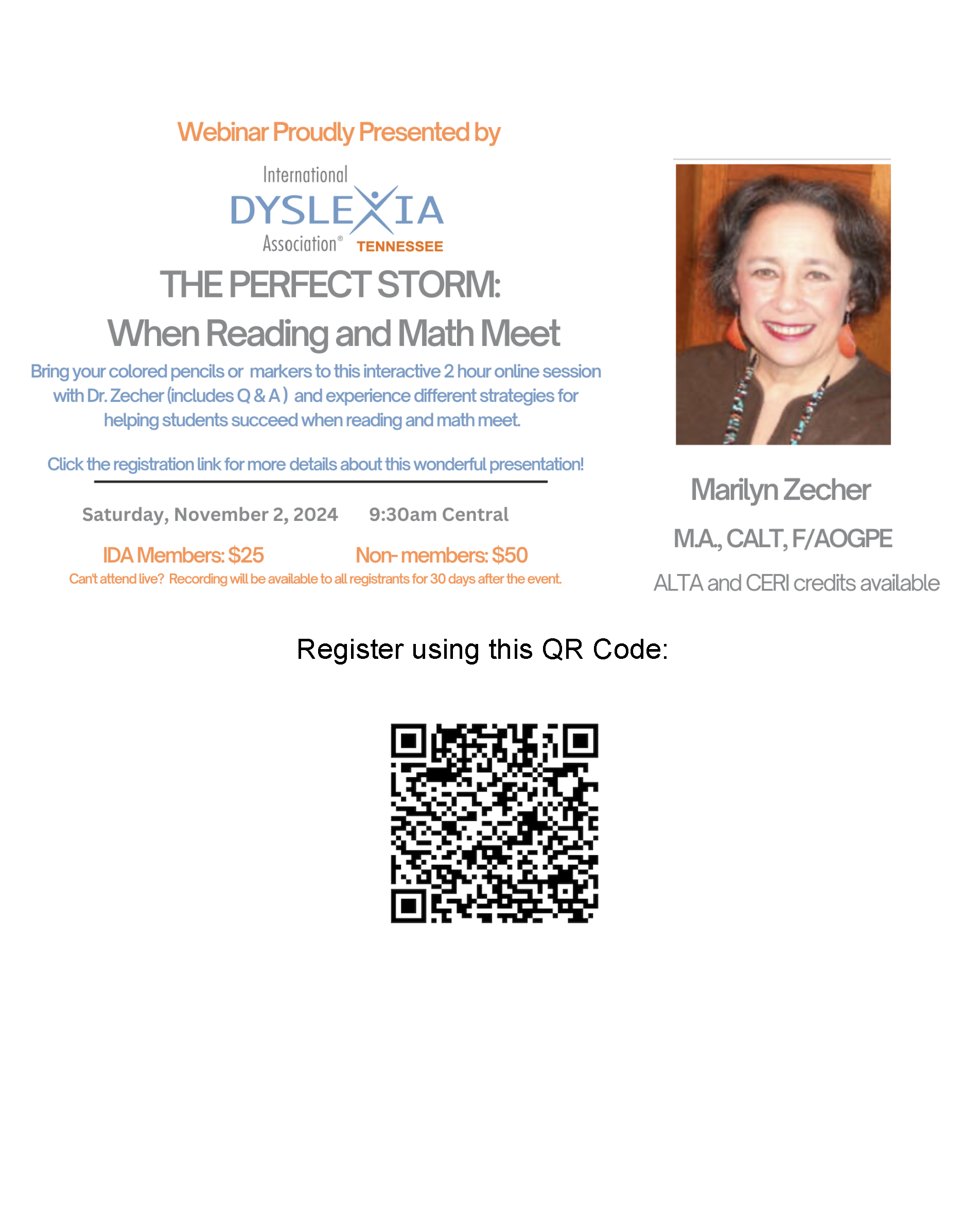 The Perfect Storm: When Reading and Math Meet Webinar by Marilyn Zecher ...